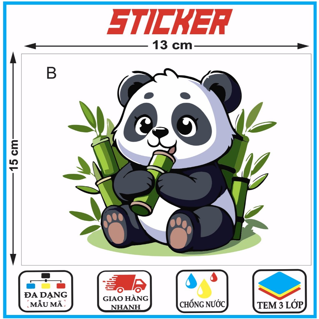Hình Dán Decal 15cm Gấu Trúc Cute Dán Xe Ô Tô Dán Che Vết Xước Xe,Dán ...