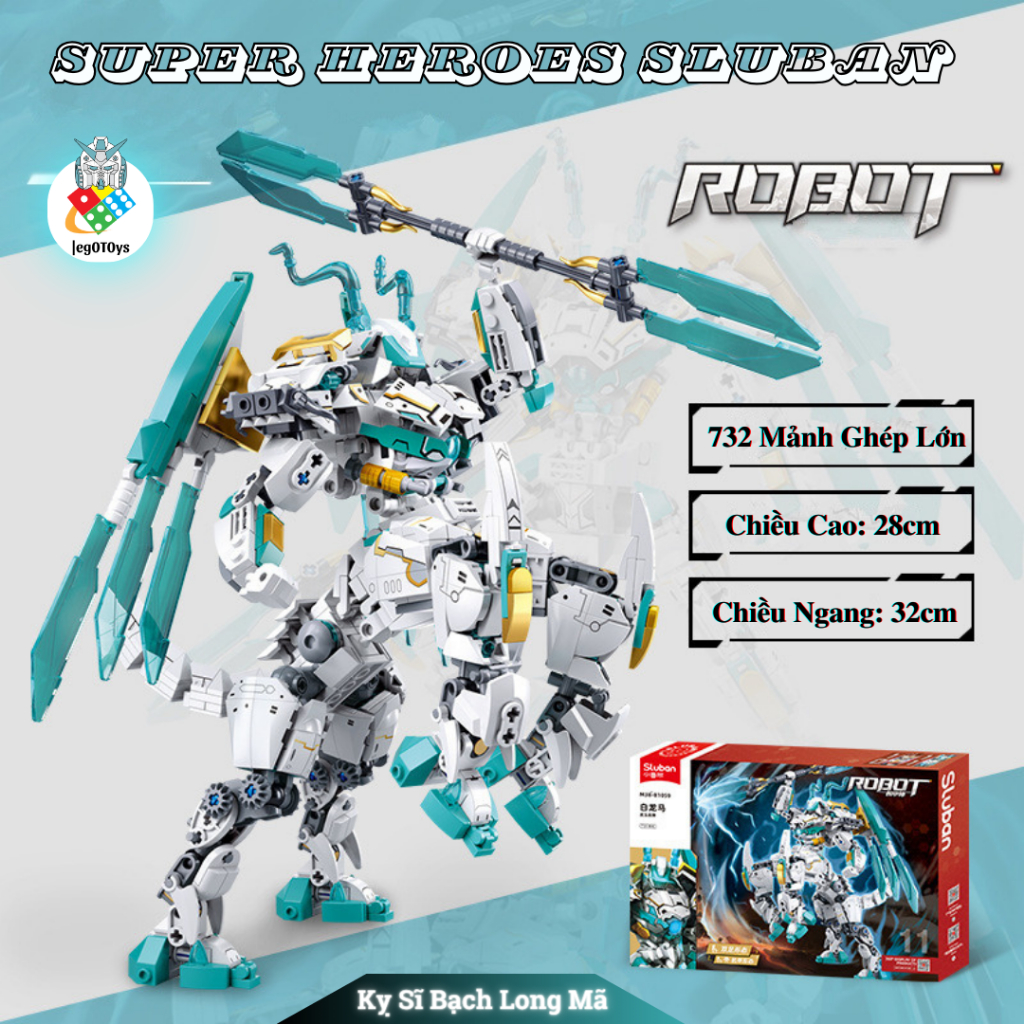 Robo Kỵ Sỹ Bạch Long Mã 732+ Mảnh Ghép - Mô hình lắp ráp Robot Gundam ...