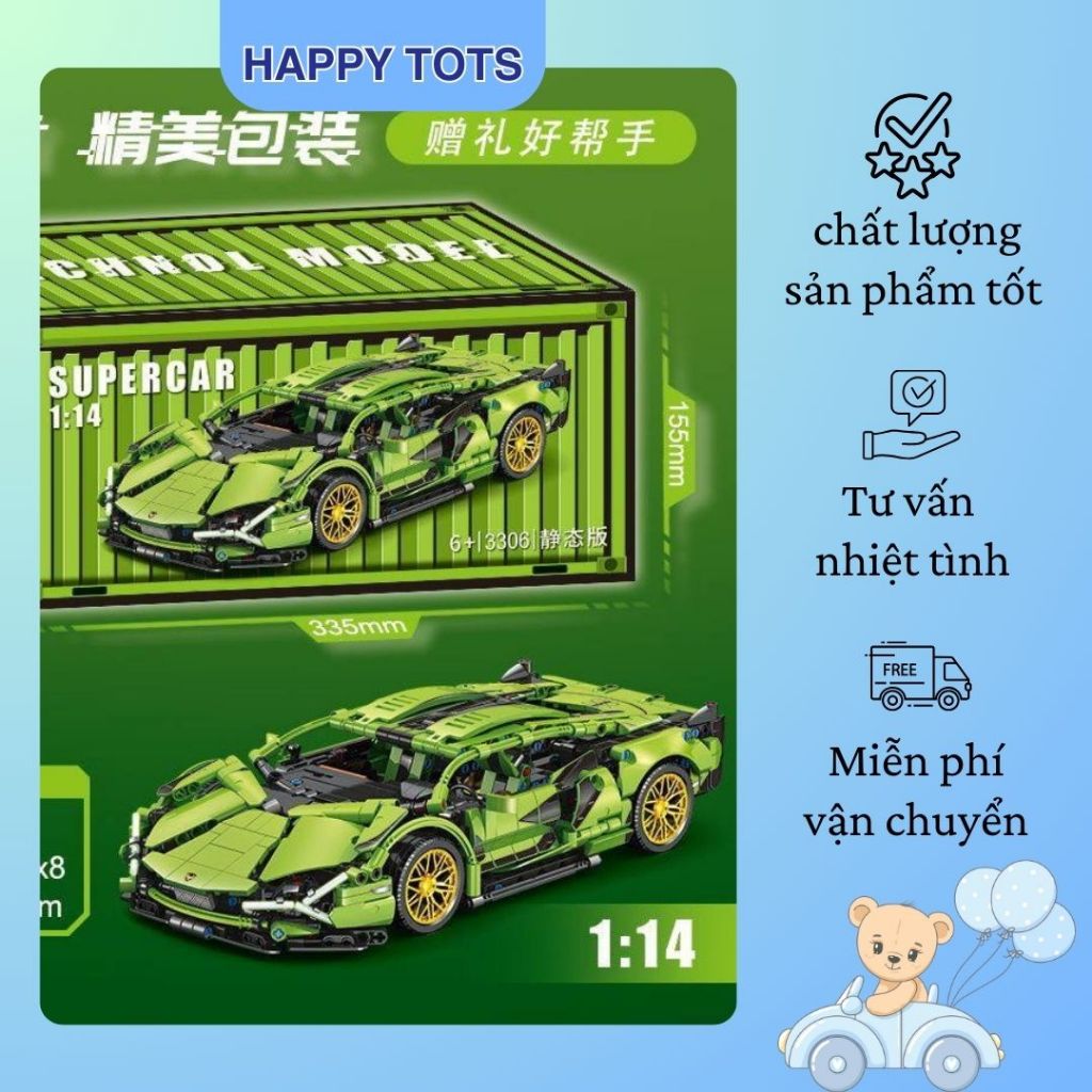 Mô hình lắp ráp siêu xe Lamboni các màu 1280 PCS tỉ lệ 1:14 đồ chơi ô ...
