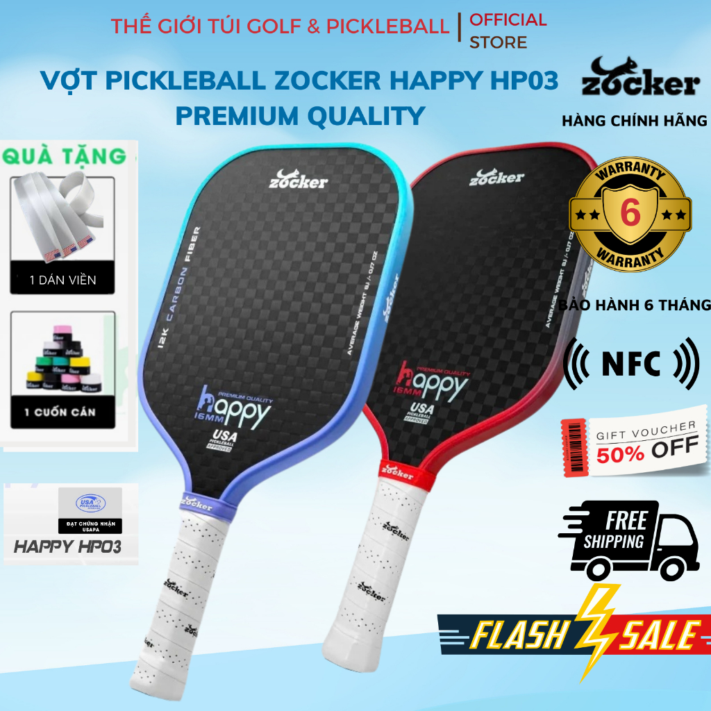 ( Chính Hãng, Có NFC ) Vợt Pickleball Zocker HP03 – Carbon 12K Fiber ...