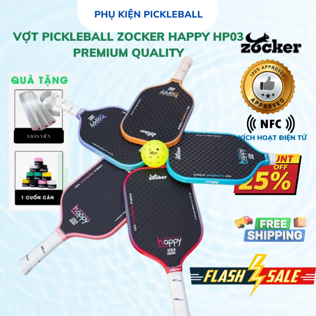 ( Hàng Chính Hãng ) Vợt Pickleball Zocker HP03 - Carbon 12K Fiber- Dòng ...