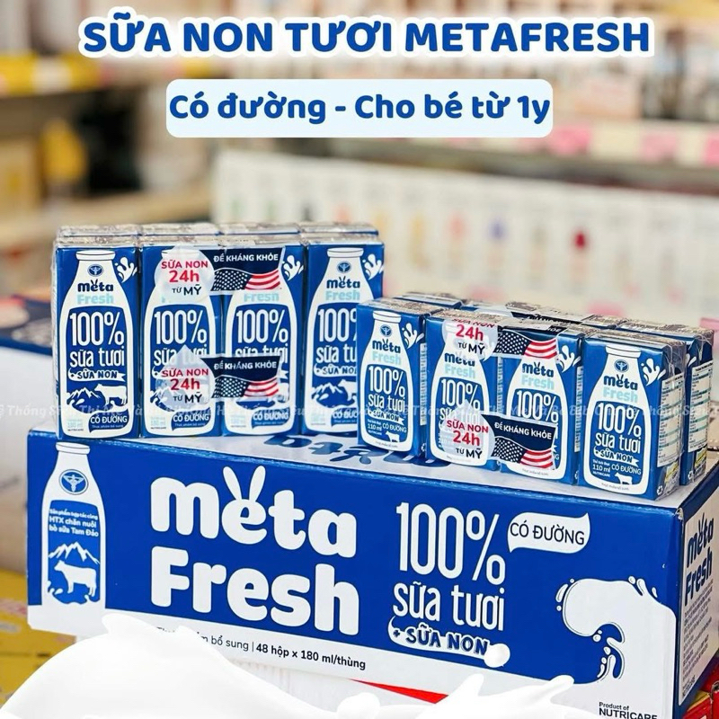 Sữa Tươi Meta Fresh Có Đường - Bổ Sung Sữa Non Tăng Cường Miễn Dịch (48 ...