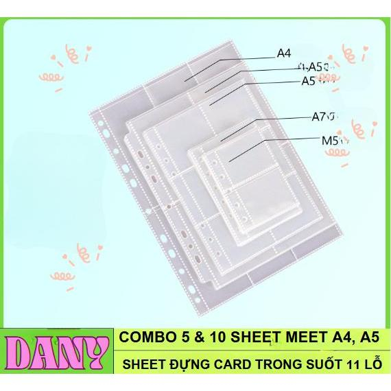 DANY COMBO 5 & 10 SHEET MEET A4, A5, SHEET ĐỰNG CARD TRONG SUỐT 11 LỖ | Shopee Việt Nam