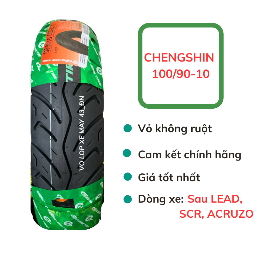 Vỏ lốp CHENG SHIN size 100/90-10 gắn cho sau LEAD, SCR, ACRUZO. Vỏ ...
