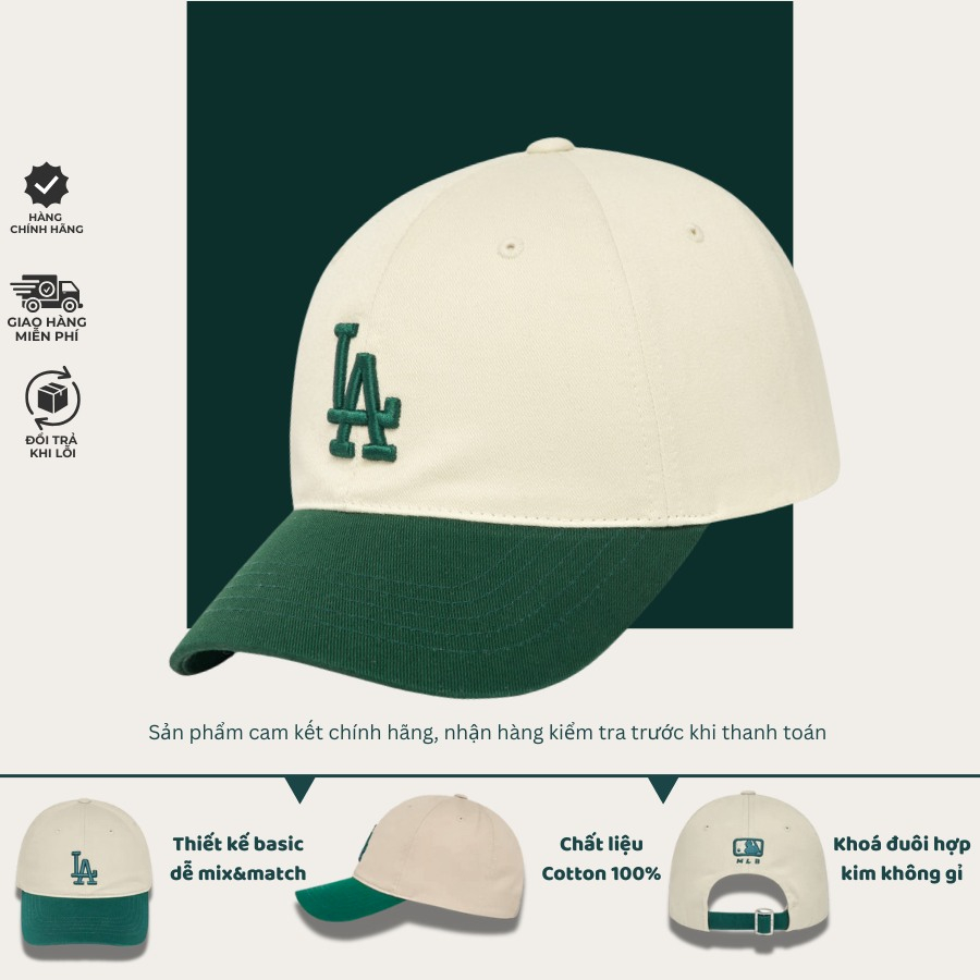 Mũ Nón lưỡi trai Meowist chất liệu vải Kaki Cream Green Logo LA , nón ...