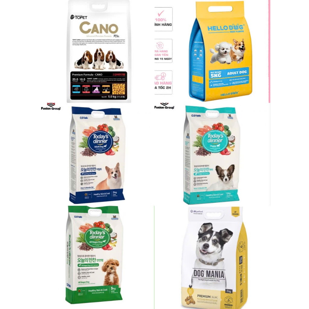 Thức ăn chó 5kg today dinner dog, cano, dog mania, hello dog 5kg ...