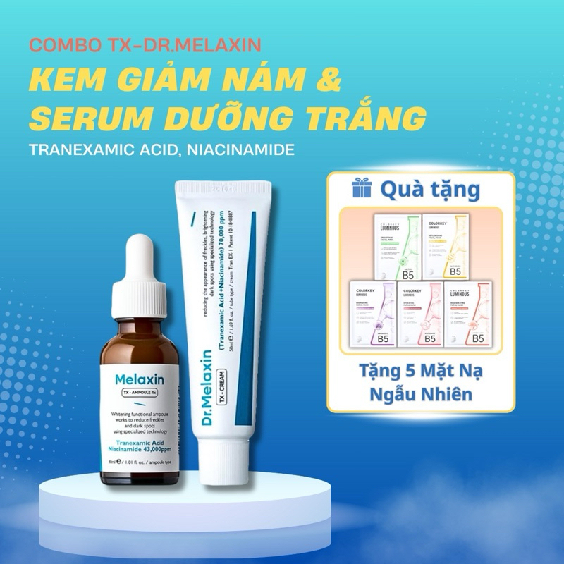 Combo Kem Nám TX 50ML, Serum Nám TX 30ML Dr Melaxin. Hỗ Trợ Giảm Nám, Thâm Sạm, Tàn Nhang ...