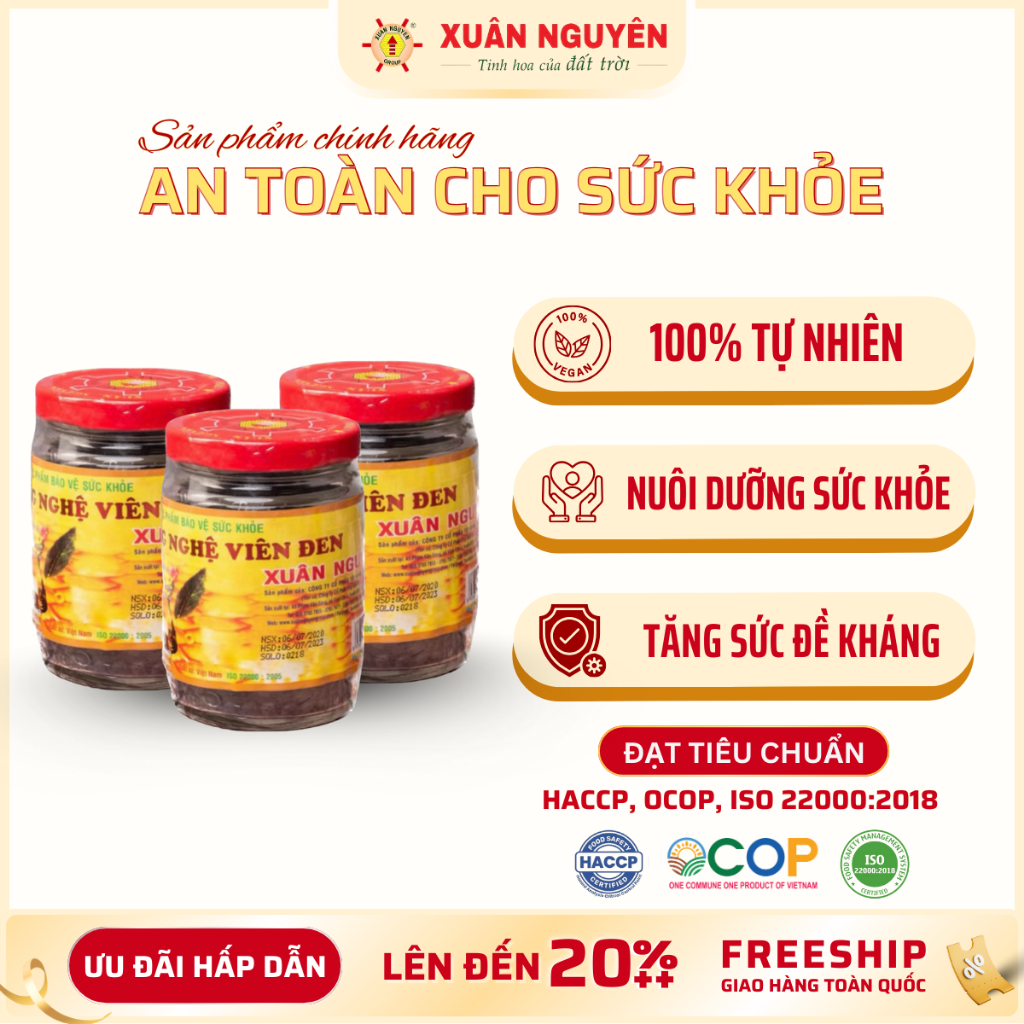 [Live_ LDBL] Combo 3 viên nghệ đen mật ong lọ Xuân Nguyên 100gr ...