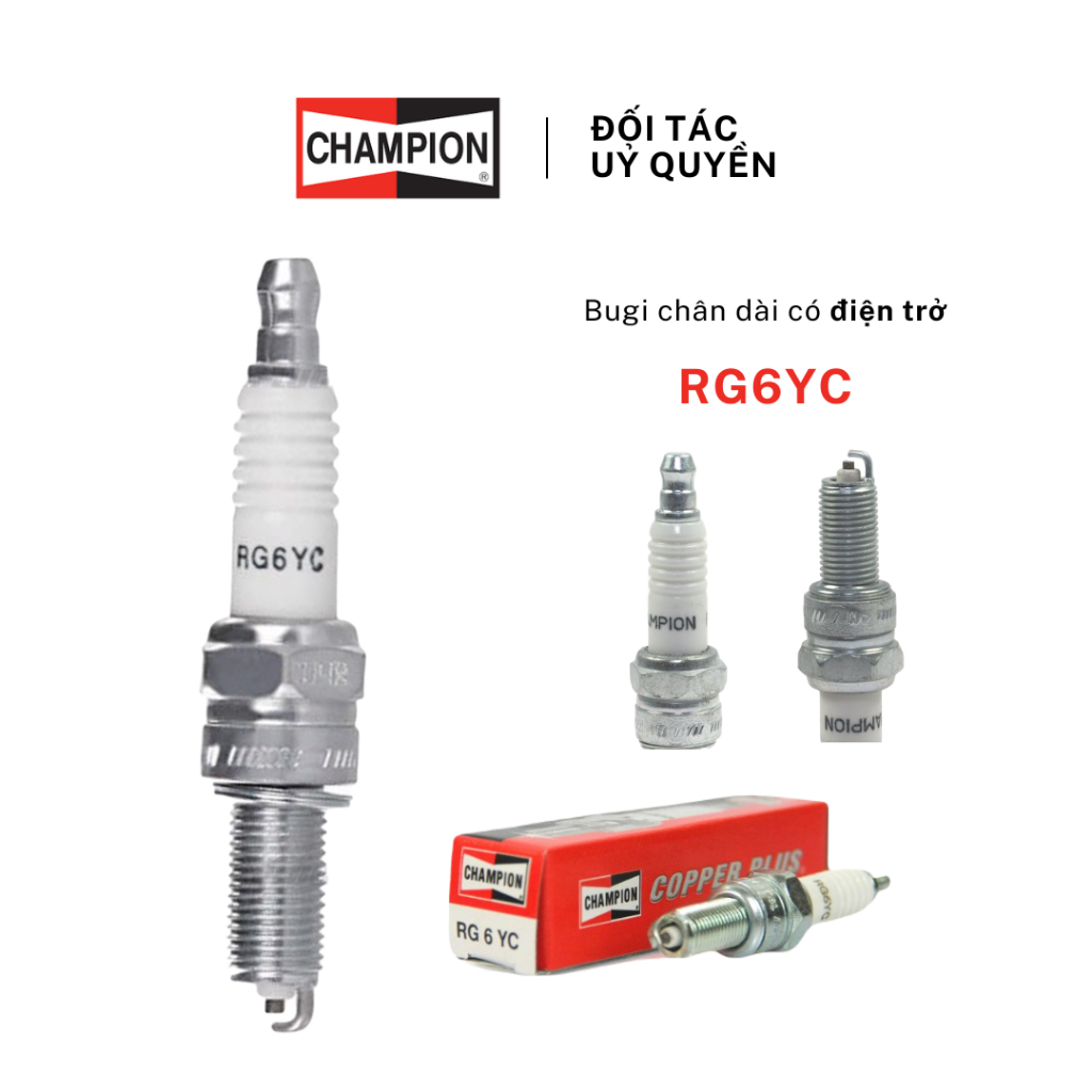 [Hộp 10 chiếc] Bugi Champion chân dài có điện trở mã RG6YC | Shopee Việt Nam