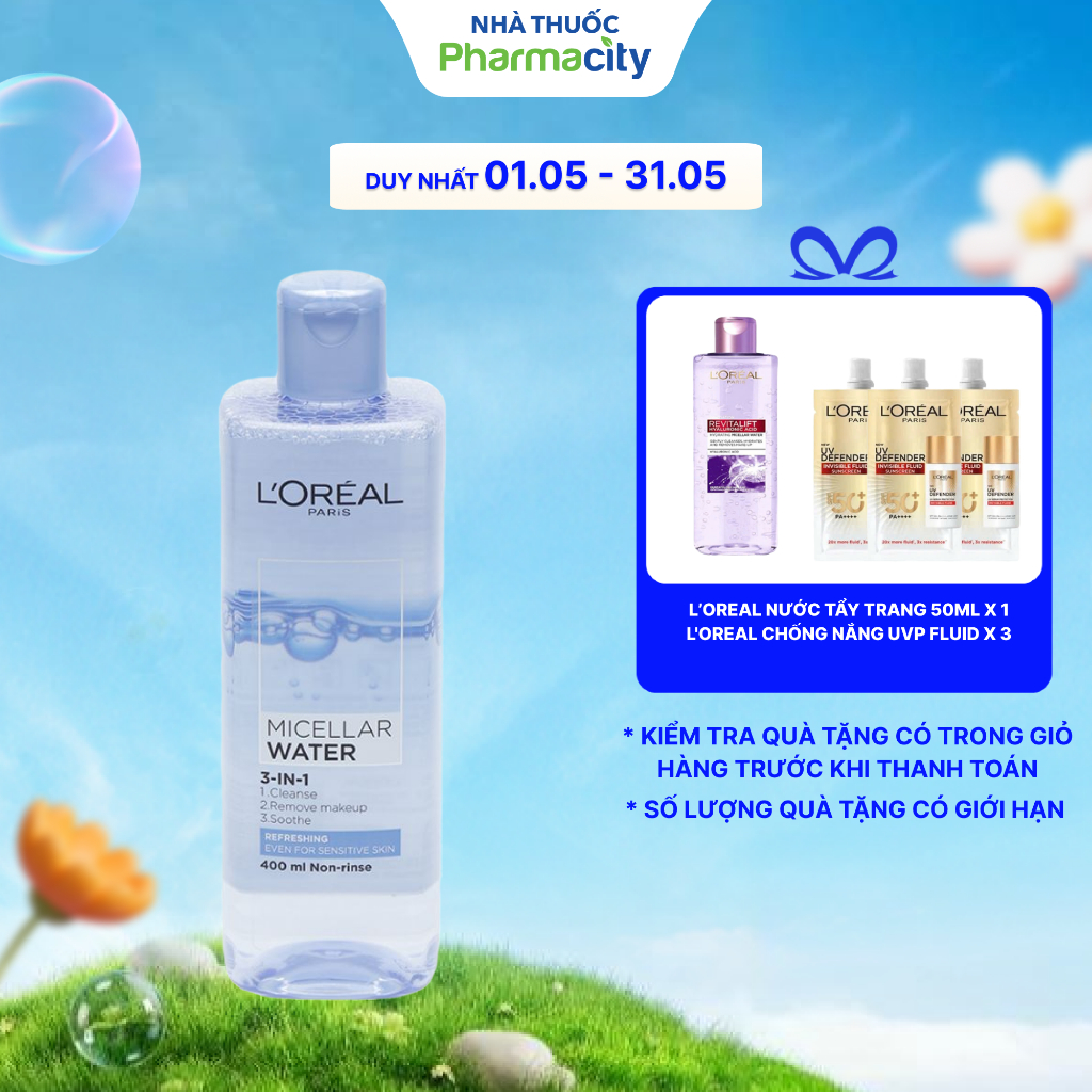 Nước tẩy trang L'Oreal Paris tươi mát cho da nhạy cảm Micellar Water Refreshing (400ml) | Shopee ...