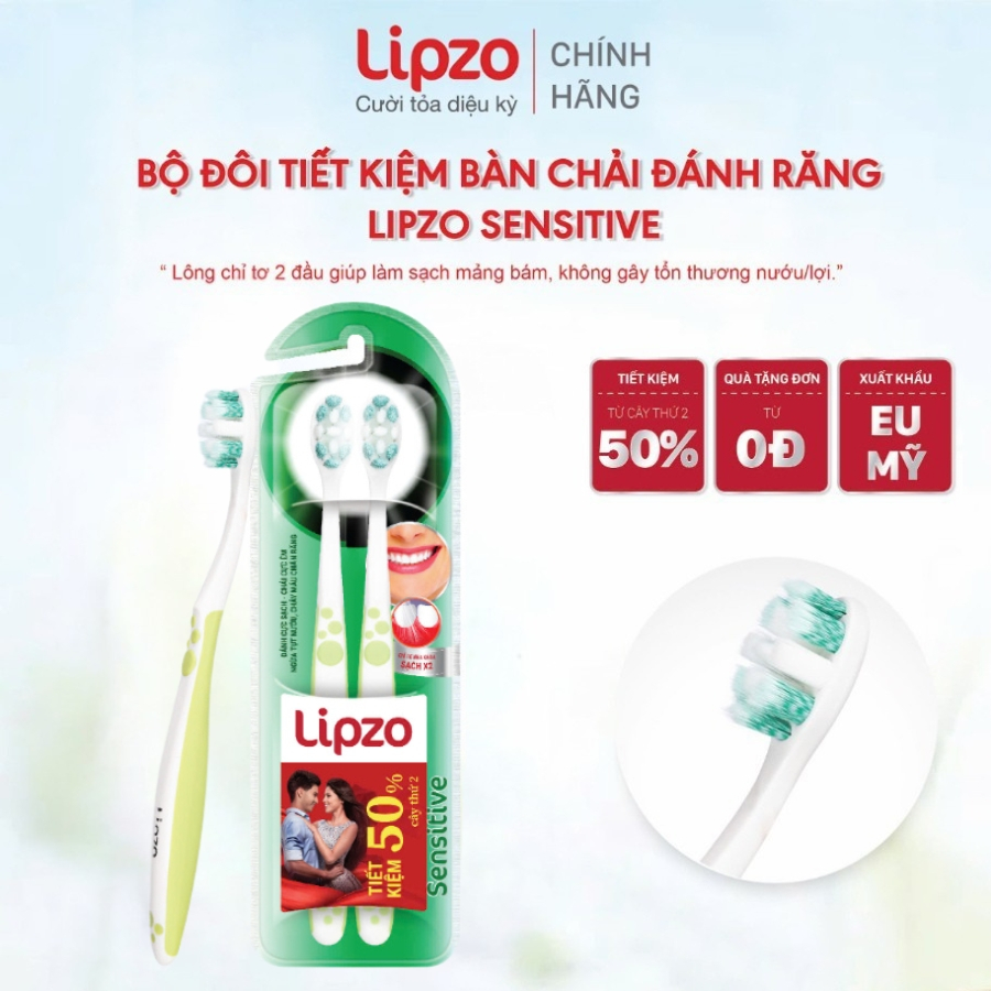 [TIẾT KIỆM 50%] Bộ Đôi Bàn Chải Lipzo Sensitive Lông Tơ Kháng Khuẩn ...