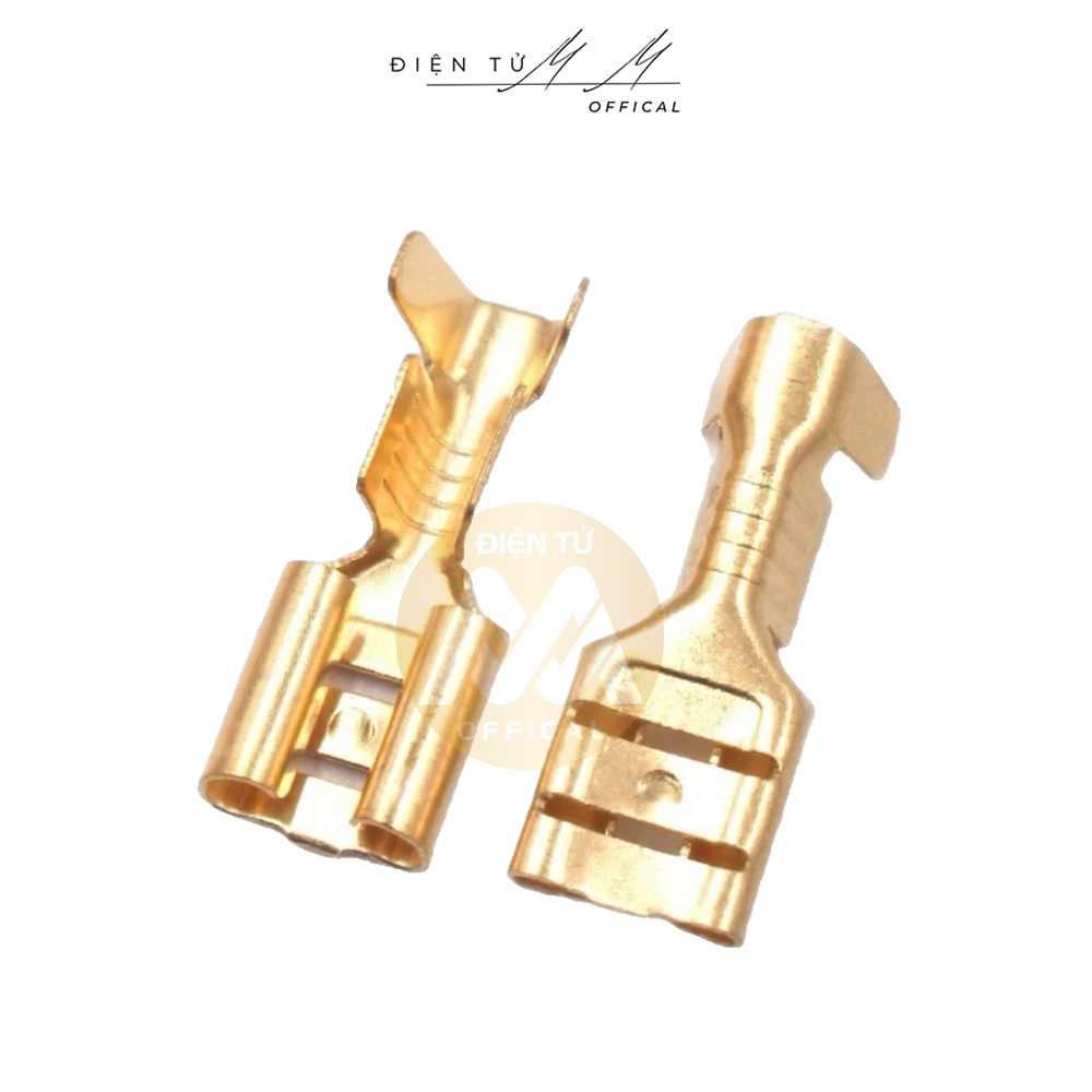 [100 cái] Đầu cos ghim mạ đồng 2 gạch 6.3 – Dùng để nối cáp điện ...