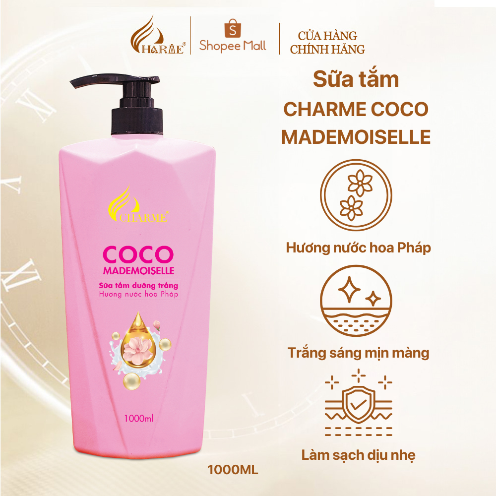 Sữa Tắm Dưỡng Trắng CHARME COCO MADEMOISELLE Hương Nước Hoa 1000ml Cấp Ẩm, Trắng Da, Thơm Lâu ...