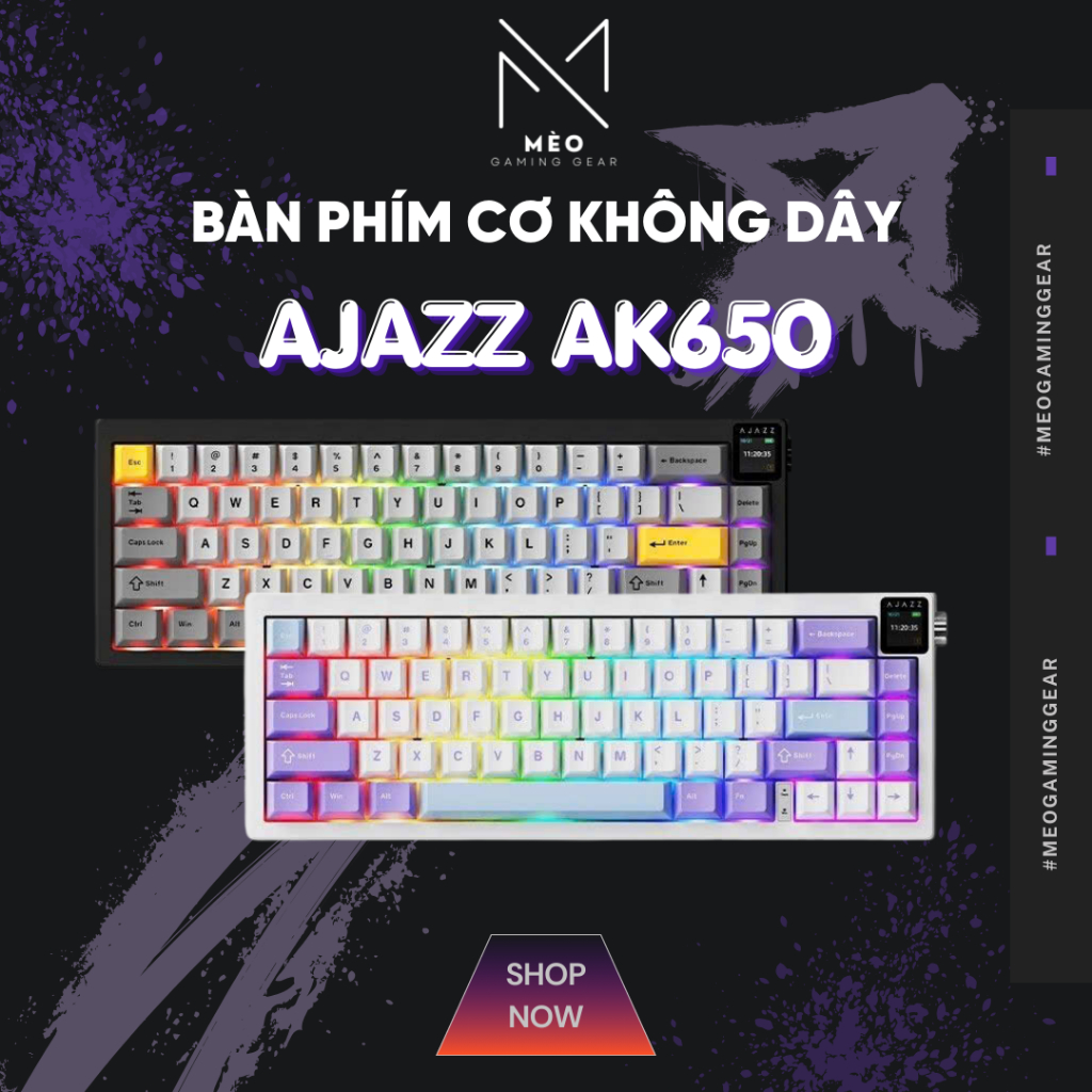 Bàn Phím Cơ Không Dây Ajazz Ak650 - 3 Mode - Màn TFT 0,85 Inch - Pin 5000mah - LED RGB | Shopee ...