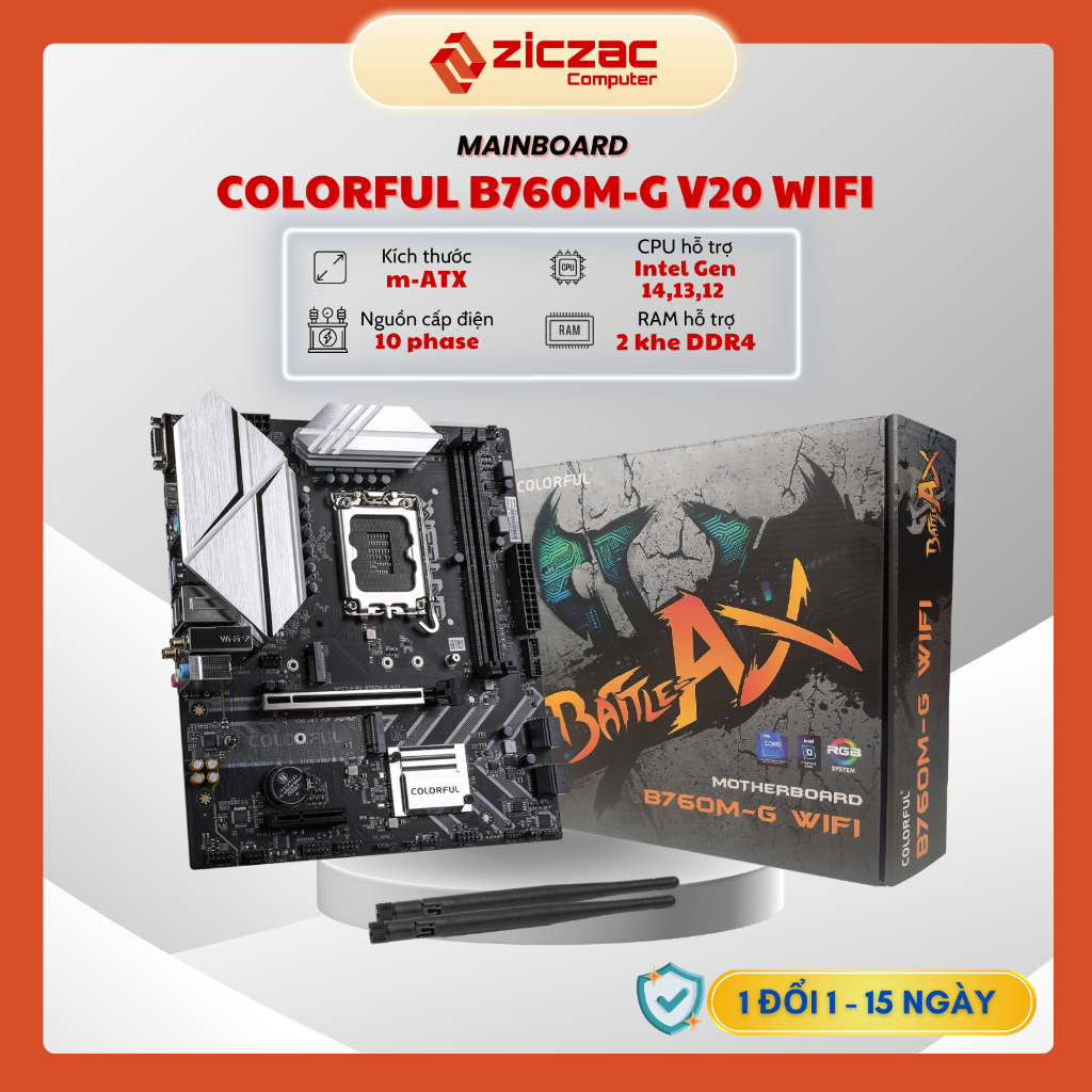Mainboard Colorful BATTLE-AX B760M-G WIFI V20 D4 (Wifi 6 + Bluetooth 5. ...