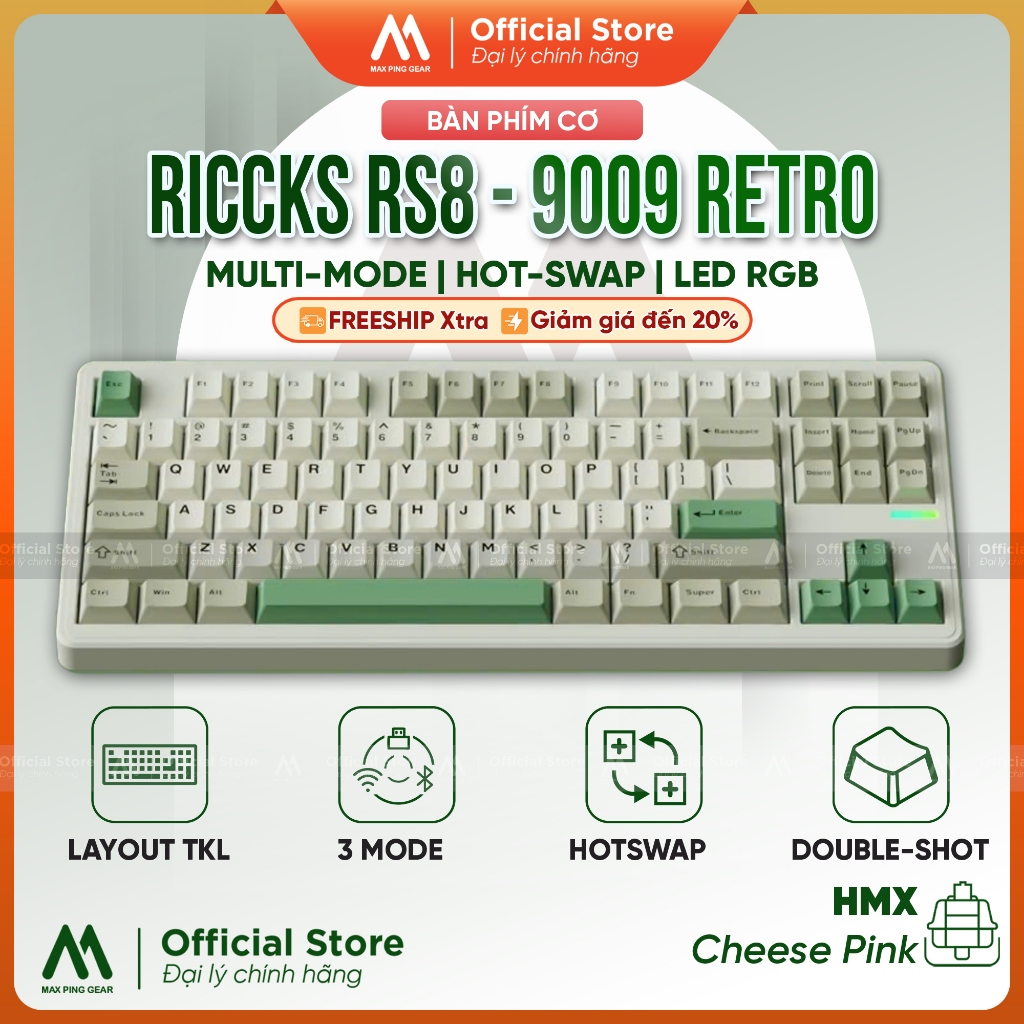 [HỎA TỐC] Bàn phím cơ RICCKS RS8 - Retro 9009 (RGB | Hot-swap | Multi ...