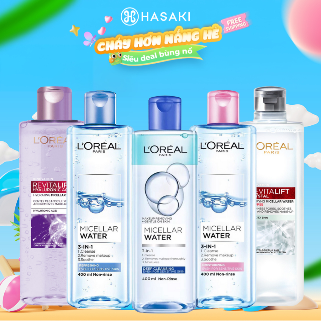 Nước Tẩy Trang L'oreal Dành Cho Da Dầu, Da Nhạy Cảm, Làm Sạch Trang Điểm 400ml Hasaki | Shopee ...