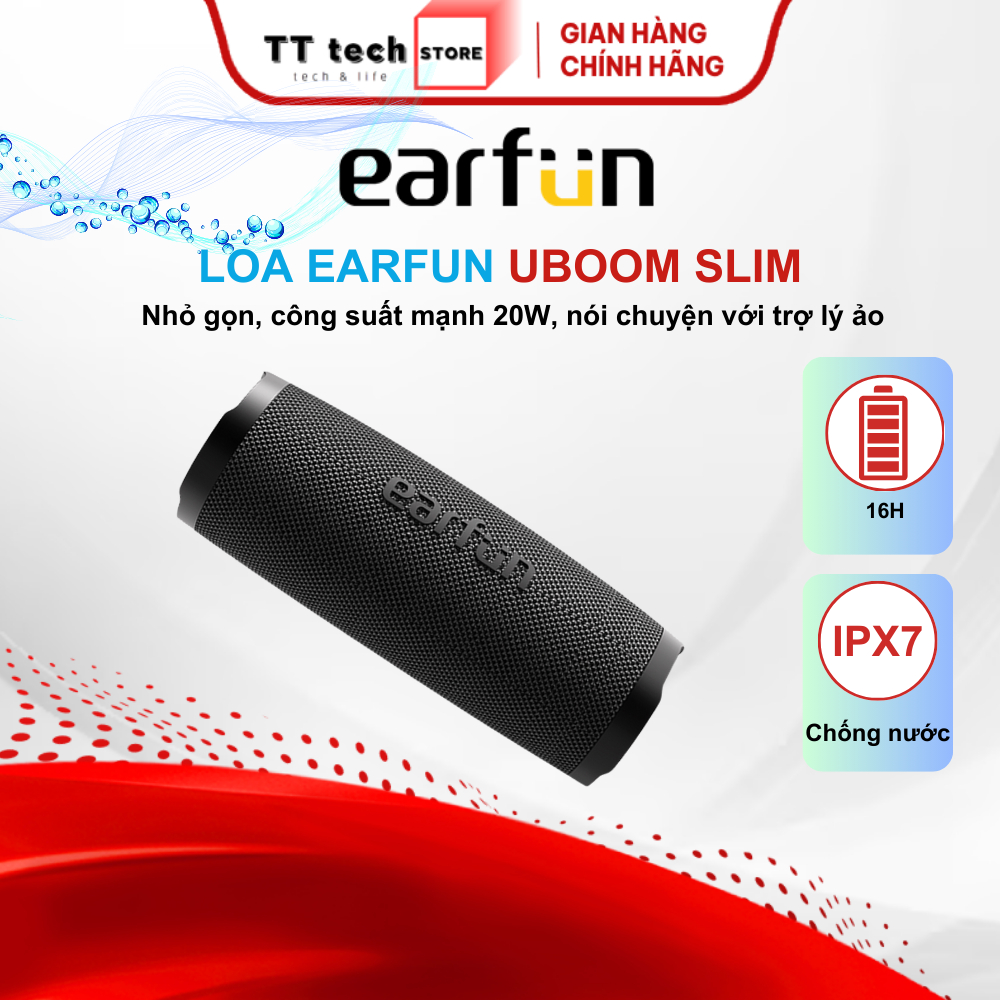 Loa Bluetooth Earfun UBOOM SLIM, công suất 20W, Driver động 45mm, chống nước IPX7, nhỏ gọn và di ...