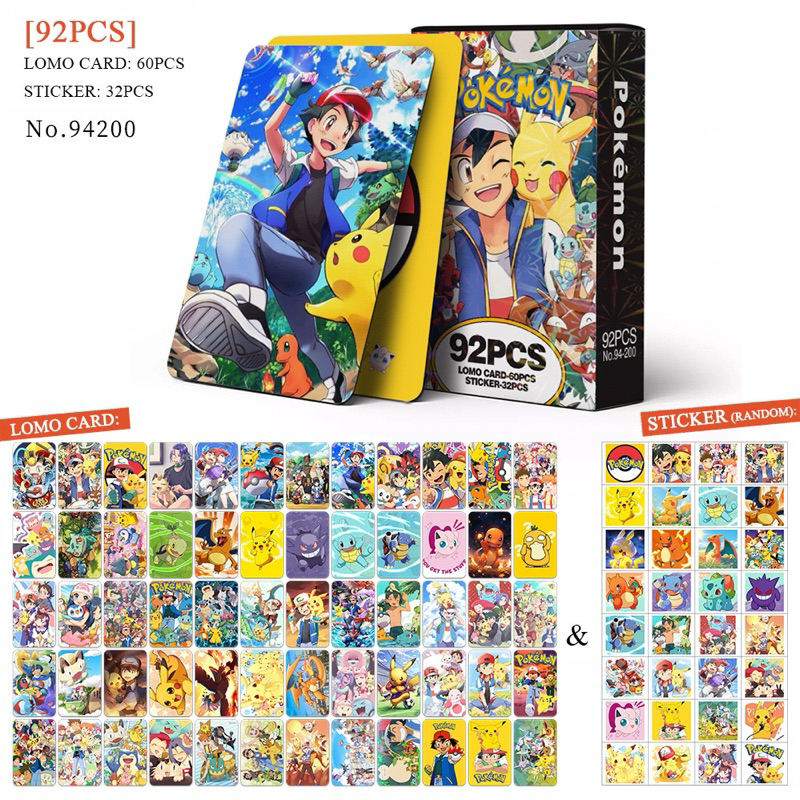 [Lomo Pokemon 92] Bộ 60 lomo card Pokemon + 32 Sticker Pokemon | Shopee ...