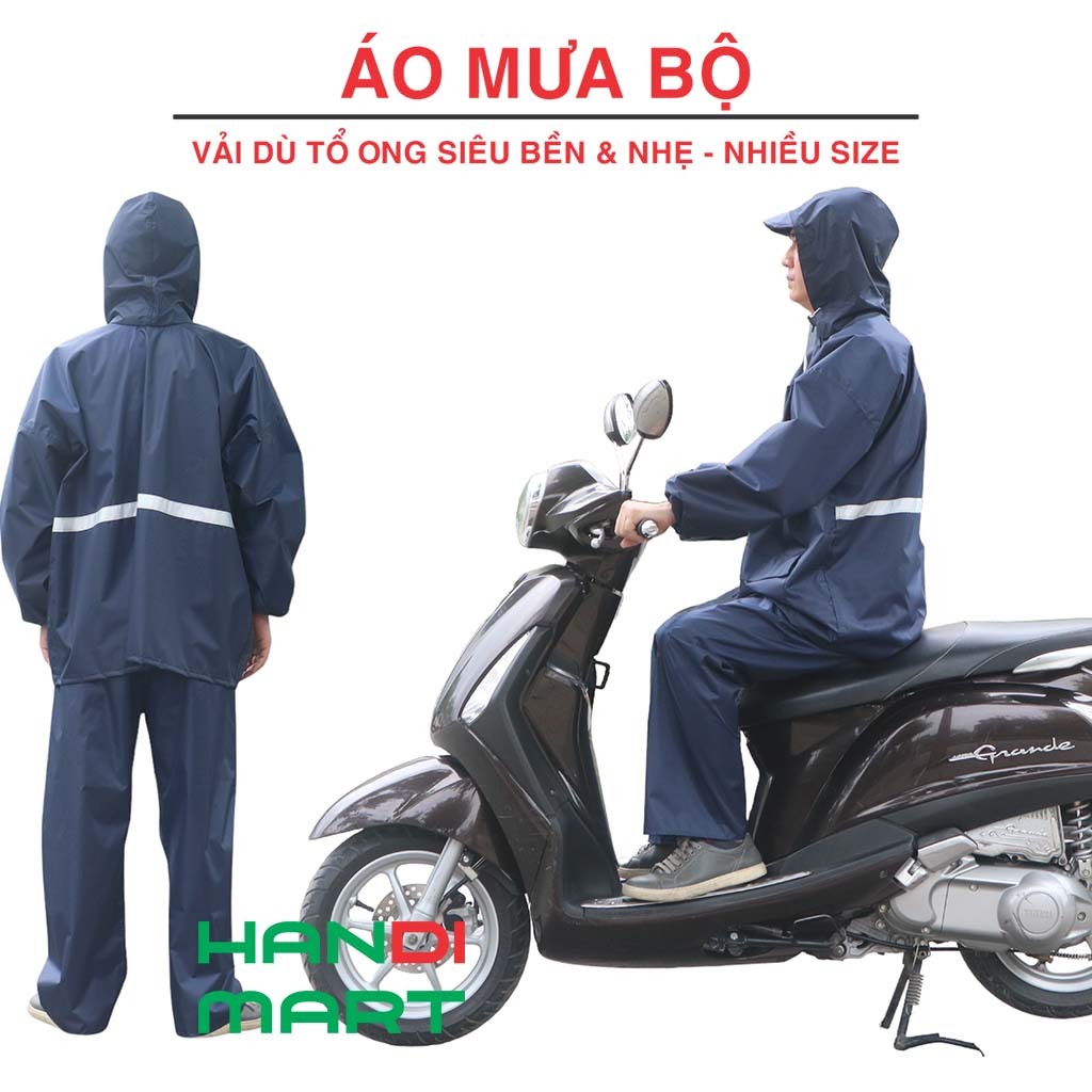 Áo mưa bộ cao cấp chống thấm nước sử dụng cho cả nam nữ Vải dù ong Siêu ...