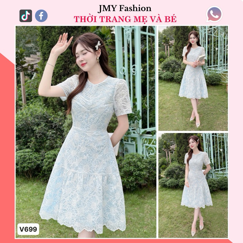 V699, RC780 Váy ren xanh hoa thêu xoè đuôi cá nữ tính [TH HA LE] | Shopee Việt Nam