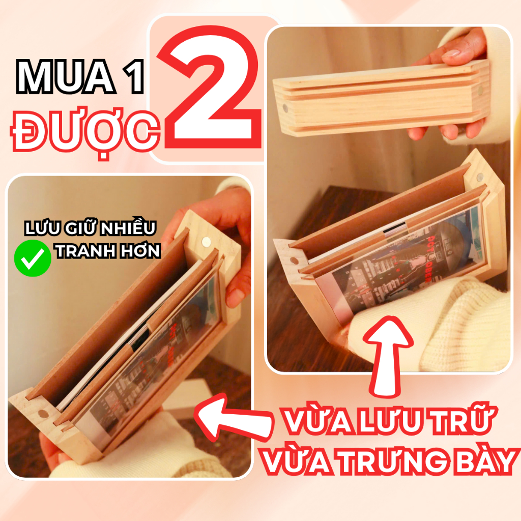 UNUDECOR Khung lưu trữ tranh vẽ, khung đựng tranh vẽ chất liệu gỗ thông nguyên khối | Shopee ...