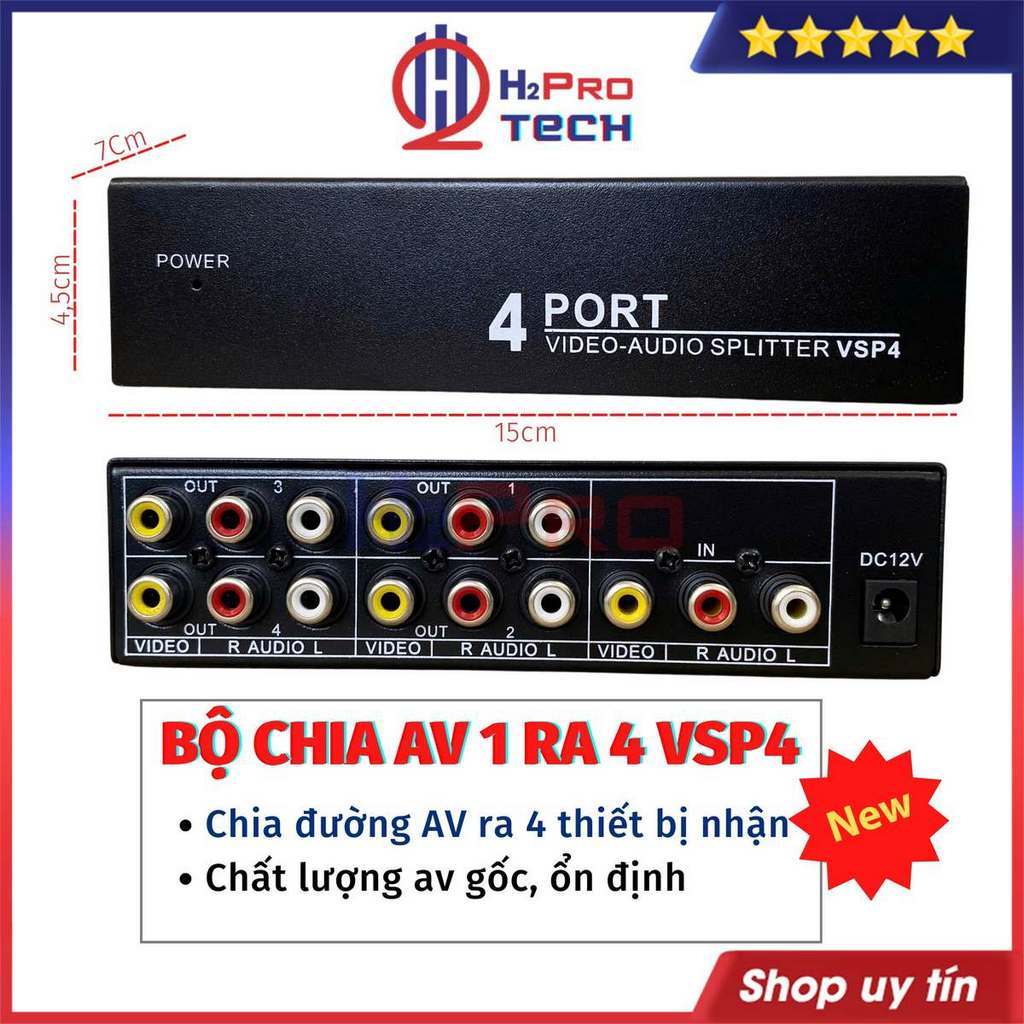 Bộ Chia Av 1 Ra 4 Vsp4, Bộ Chia Tín Hiệu Av (Video & Audio) 1 Ra 4 Cao Cấp, Ra Nét Âm Hay ...
