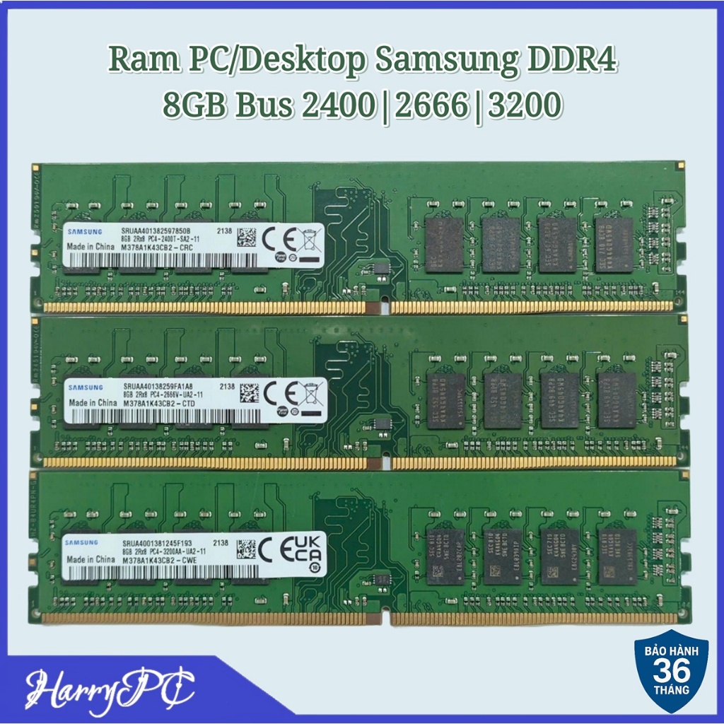 RAM PC 8GB DDR4 SAMSUNG – BUS 2133/2400/2666/3000/3200 – MỚI 100% – GIÁ ...