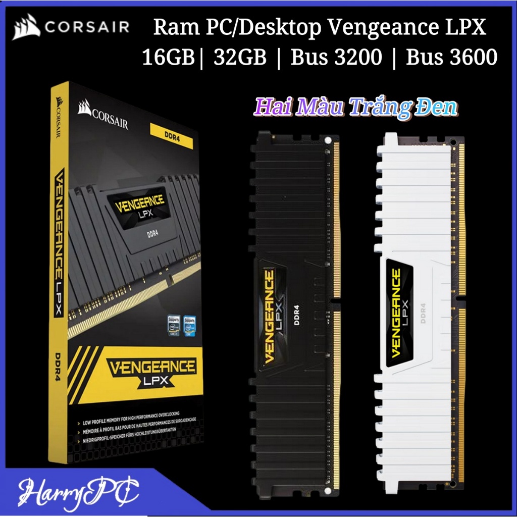 RAM Corsair Vengeance LPX DDR4 – BUS 3200/3600 – 16GB / 32GB – Mới 100% – XMP – Bảo Hành 36 ...