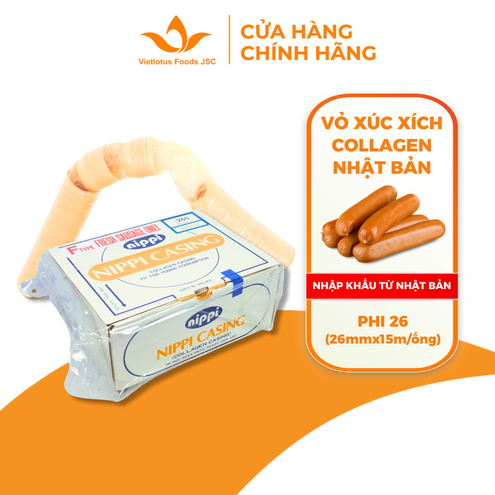 Vỏ xúc xích Collagen cao cấp, vỏ làm lạp xưởng, trứng gà gấp size 26mm ...