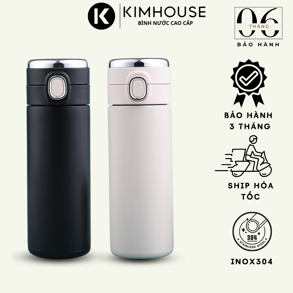 Bình giữ nhiệt khắc tên Kim House bình nước giữ nhiệt 12h inox 304 nắp bật tiện lợi 420ml tặng ...