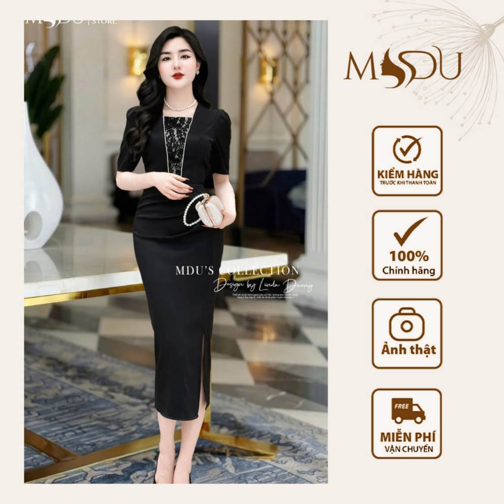Váy Thiết Kế MDU4465 Dáng Ôm Body Sang Chảnh Chất Chervon Phối Ren Cao ...