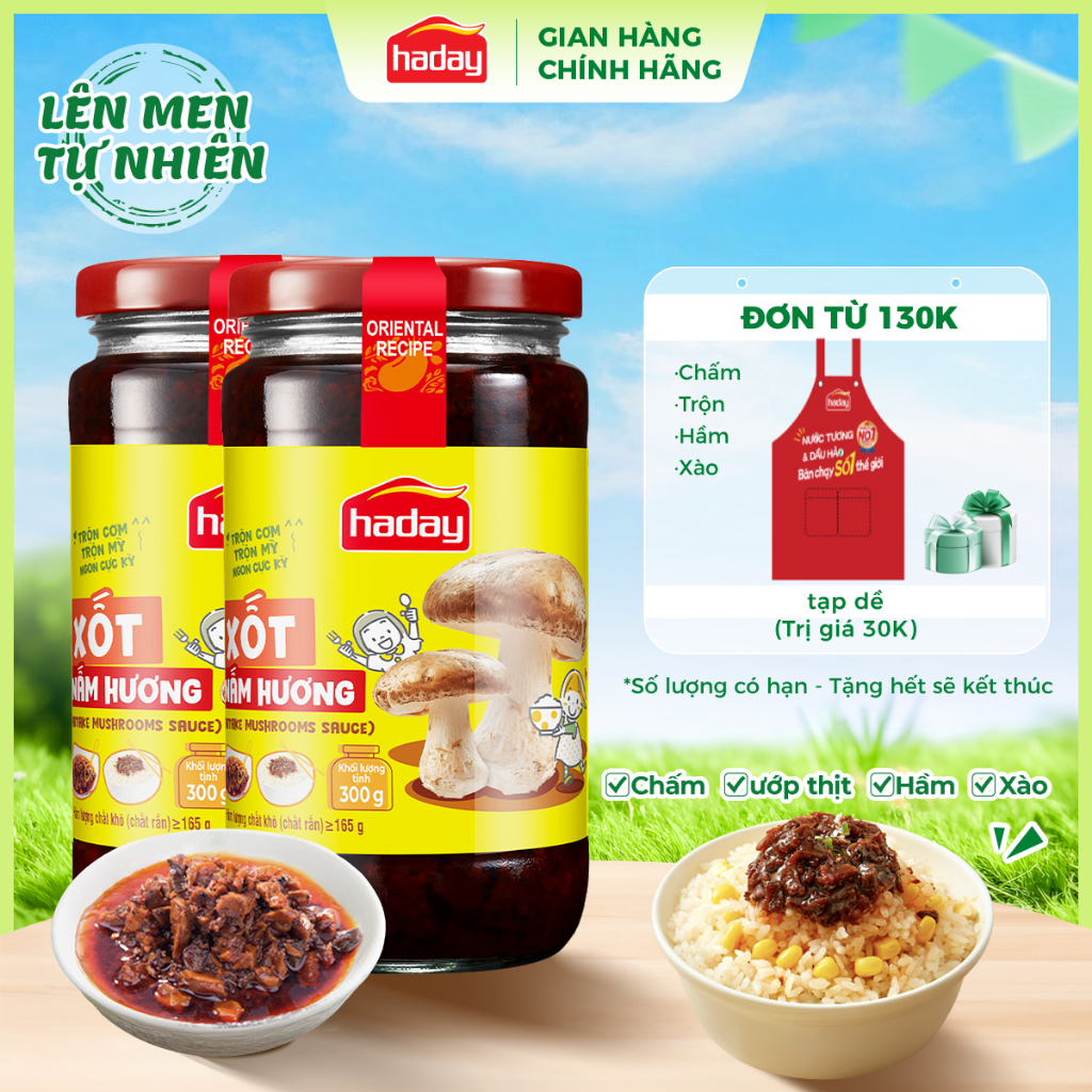 Combo 2 xốt nấm hương Haday 300g vị cay dịu nhẹ (Haday shiitake mushrooms sauce) | Shopee Việt Nam