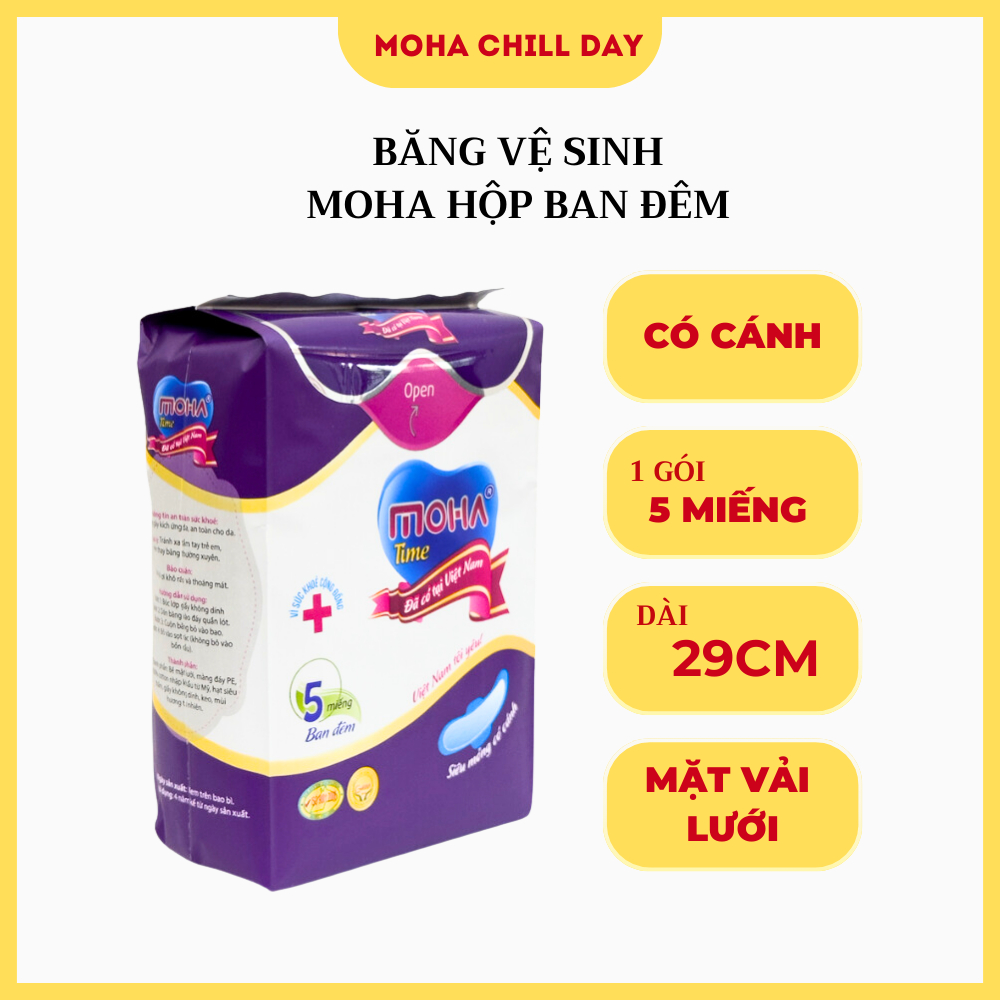 Băng vệ sinh ban đêm MOHA cao cấp hộp 5 miếng kháng khuẩn | Shopee Việt Nam
