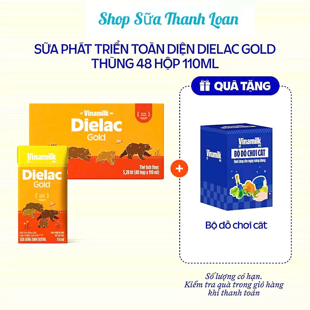 [HSD T2-2026] [Mẫu Mới Có Thẻ Tích Điểm] Thùng 48 Hộp Sữa Bột Pha Sẵn Vinamilk Dielac Gold 110ml ...