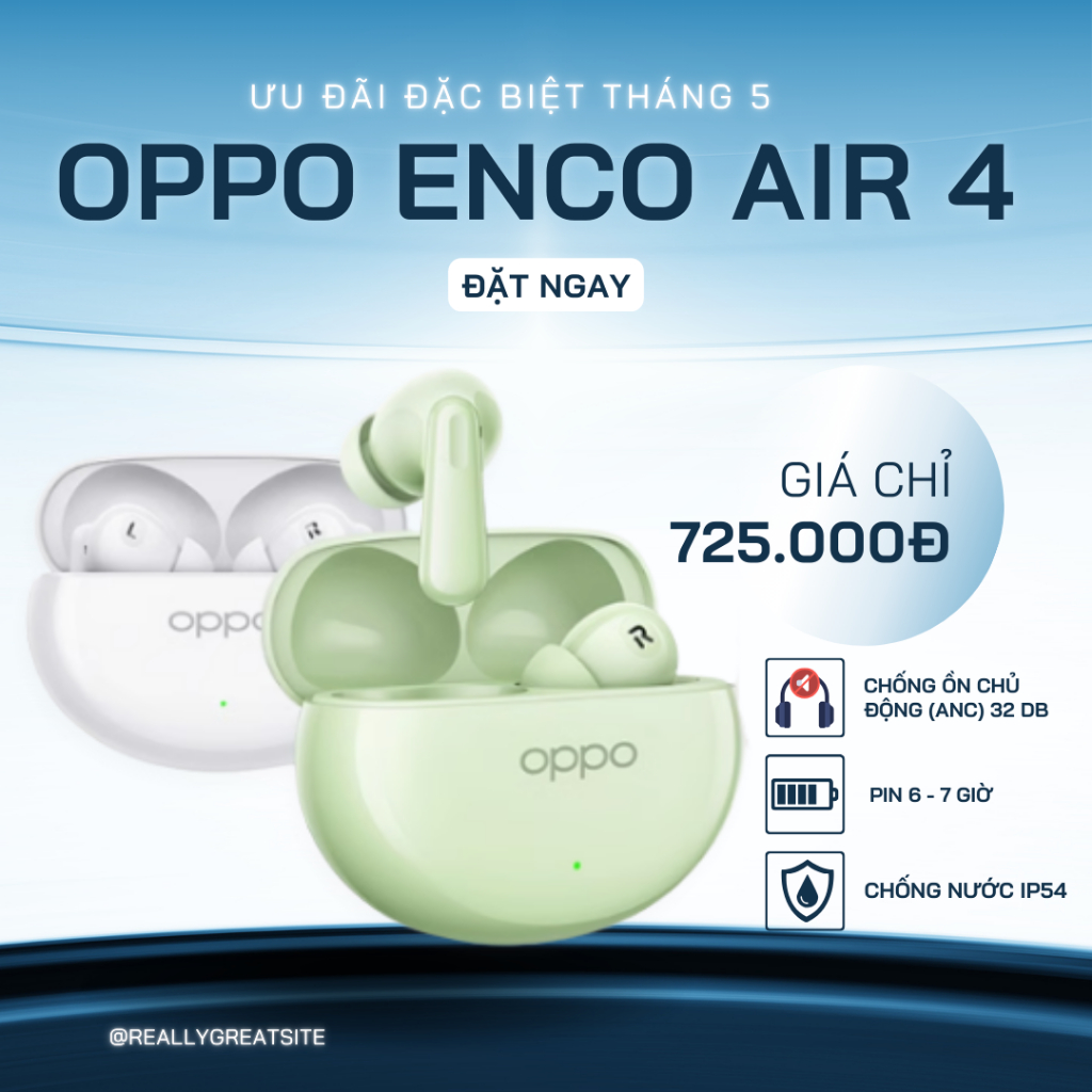 Tai Nghe Bluetooth OPPO Enco Air 4 – Chống Ồn Chủ Động ANC, Pin 35H ...