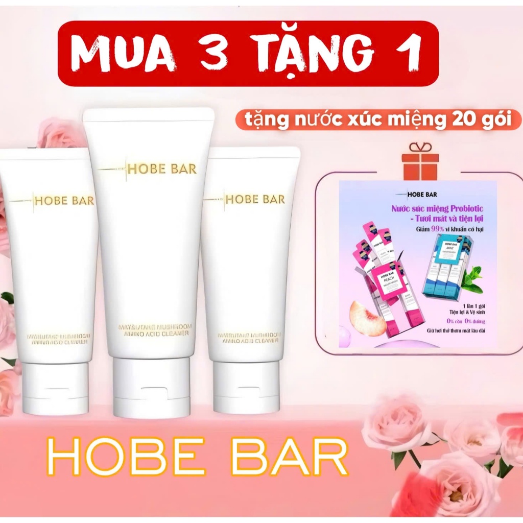 (Mua 3 Tặng 1) Combo 3 Tuýp Sữa Rửa Mặt Hobe Bar 50ml - Tặng 1 Hộp Nước ...