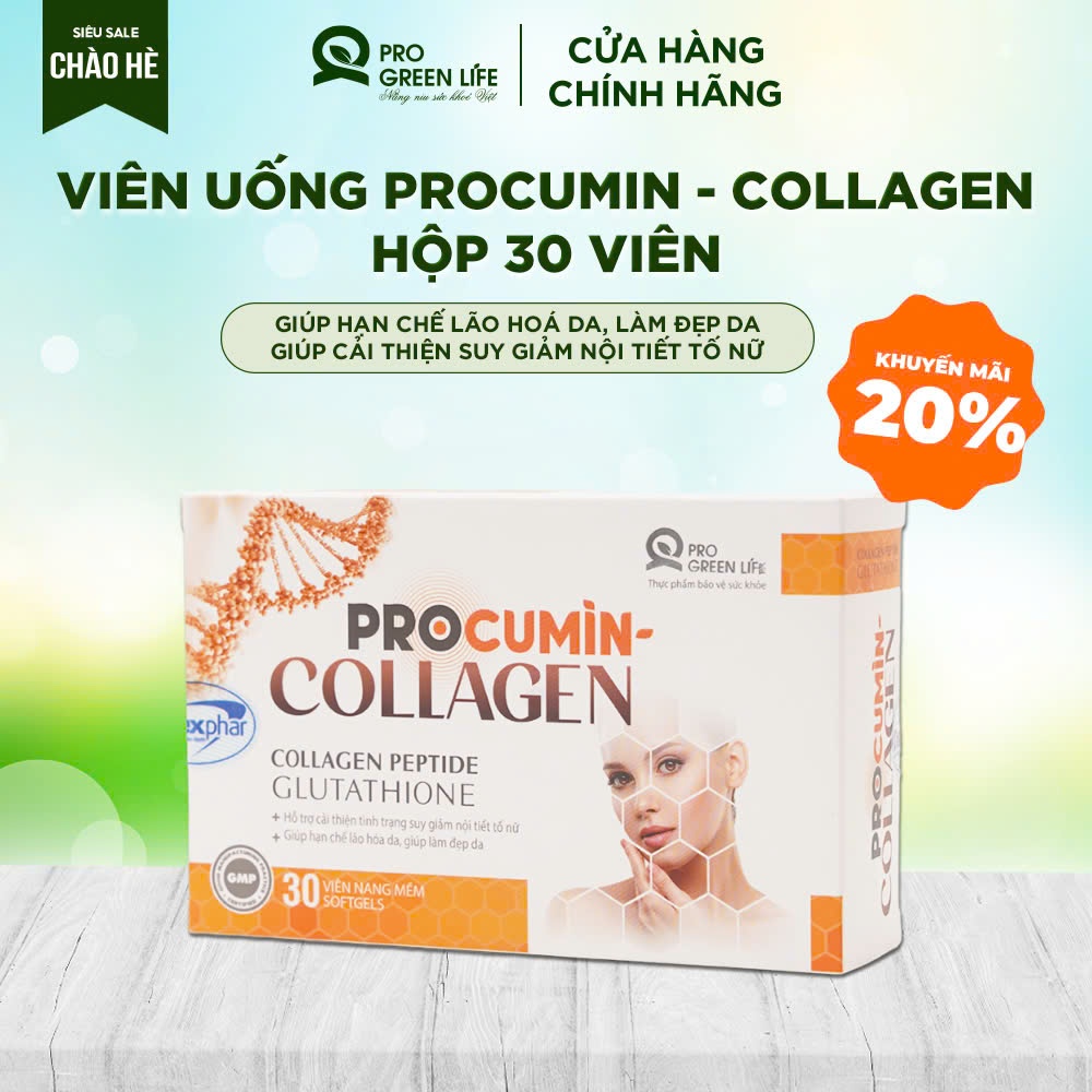 Viên uống Procumin-Collagen Pro Green Life giúp làm đẹp da, giảm vết ...