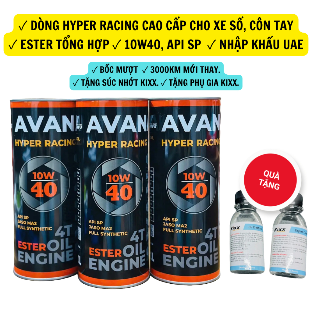 (TẶNG SÚC NHỚT KIXX + PHỤ GIA KIXX) Nhớt Xe Số Côn Tay AVANA HYPER ...