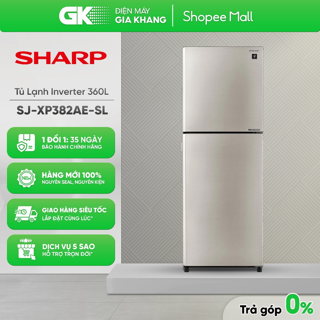 SJ-XP382AE-SL - Tủ lạnh Sharp Inverter 360 lít SJ-XP382AE-SL - BẢO HÀNH CHÍNH HÃNG | Shopee Việt Nam