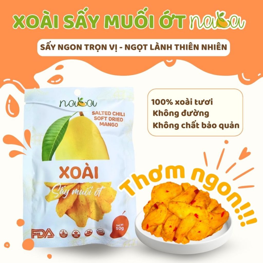 Xoài Sấy Dẻo Muối Ớt NAVA 150g Trái Cây Sấy Dẻo Đồ Ăn Vặt Healthy Giữ ...