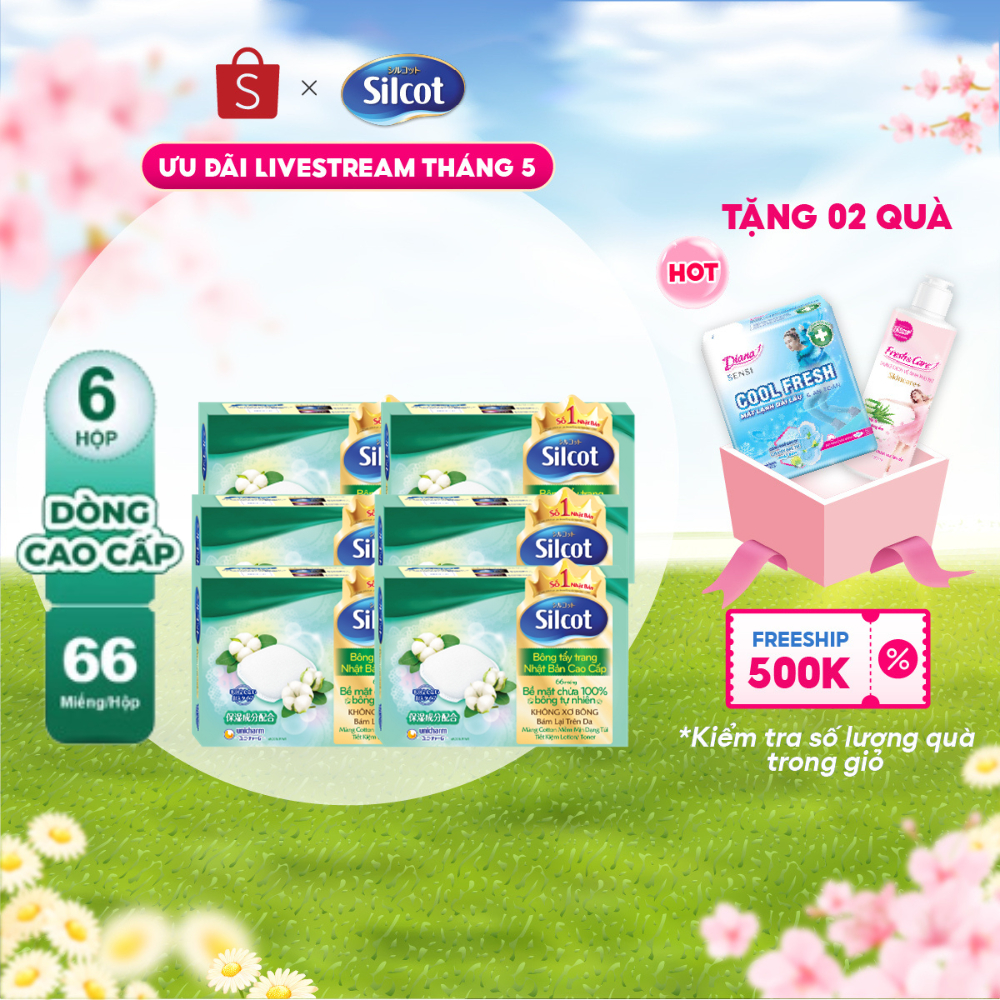 [KOL] Bộ 6 hộp Bông trang điểm (bông tẩy trang) cao cấp Silcot Premium ...