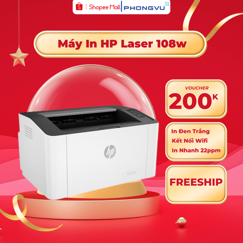 Máy In HP Laser 108w (4ZB80A) – In Đen Trắng – Kết Nối Wifi – In Nhanh 22ppm – Máy In Văn Phòng ...
