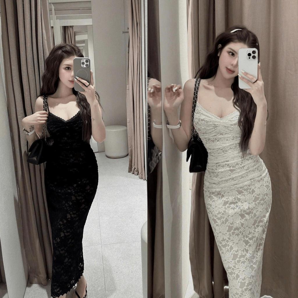 Váy 2 dây ren body co giãn dáng dài F03 - Thư Shop | Shopee Việt Nam