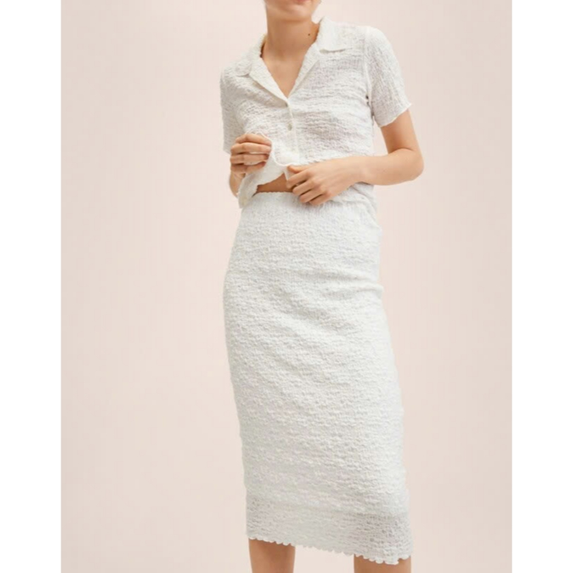 Áo sơ mi ngắn tay & chân váy midi thun xốp cotton M4ng0 xuất xịn ...