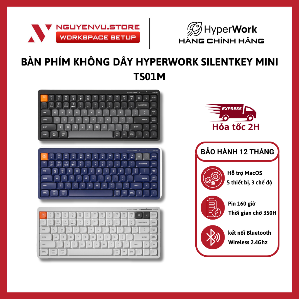 [KHO HN - HCM] Bàn phím không dây HyperWork SilentKey Mini TS01M - Kết ...