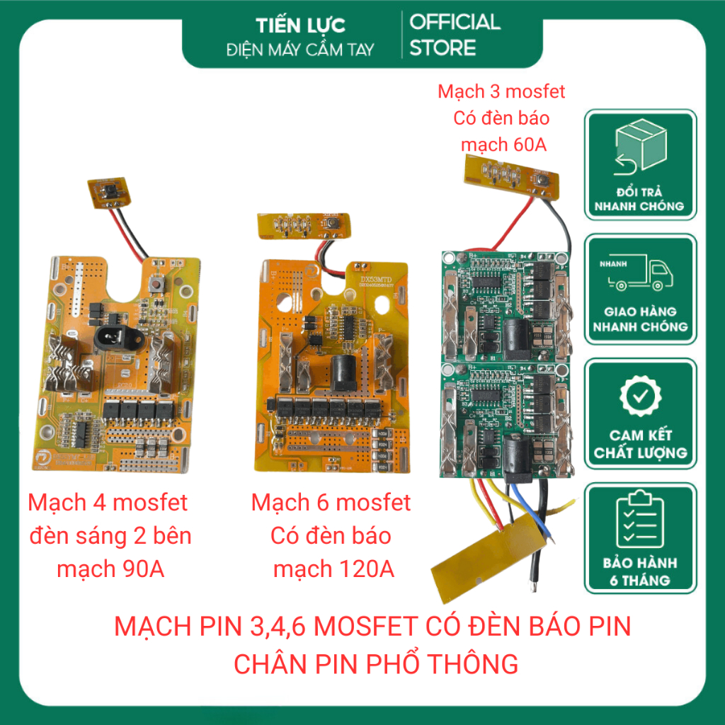 Mạch pin sử dụng cho pin 10,15 cell chân pin thông dụng chịu tải cao 6 ...