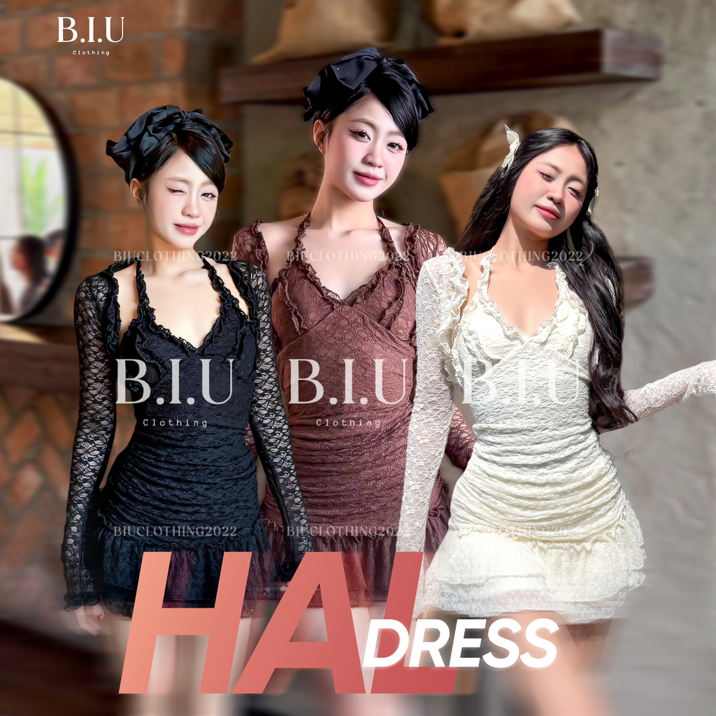Đầm cổ yếm bèo ren kèm khoác ôm body hack dáng sexy gợi cảm Hal Dress Biu Clothing BB0456 ...