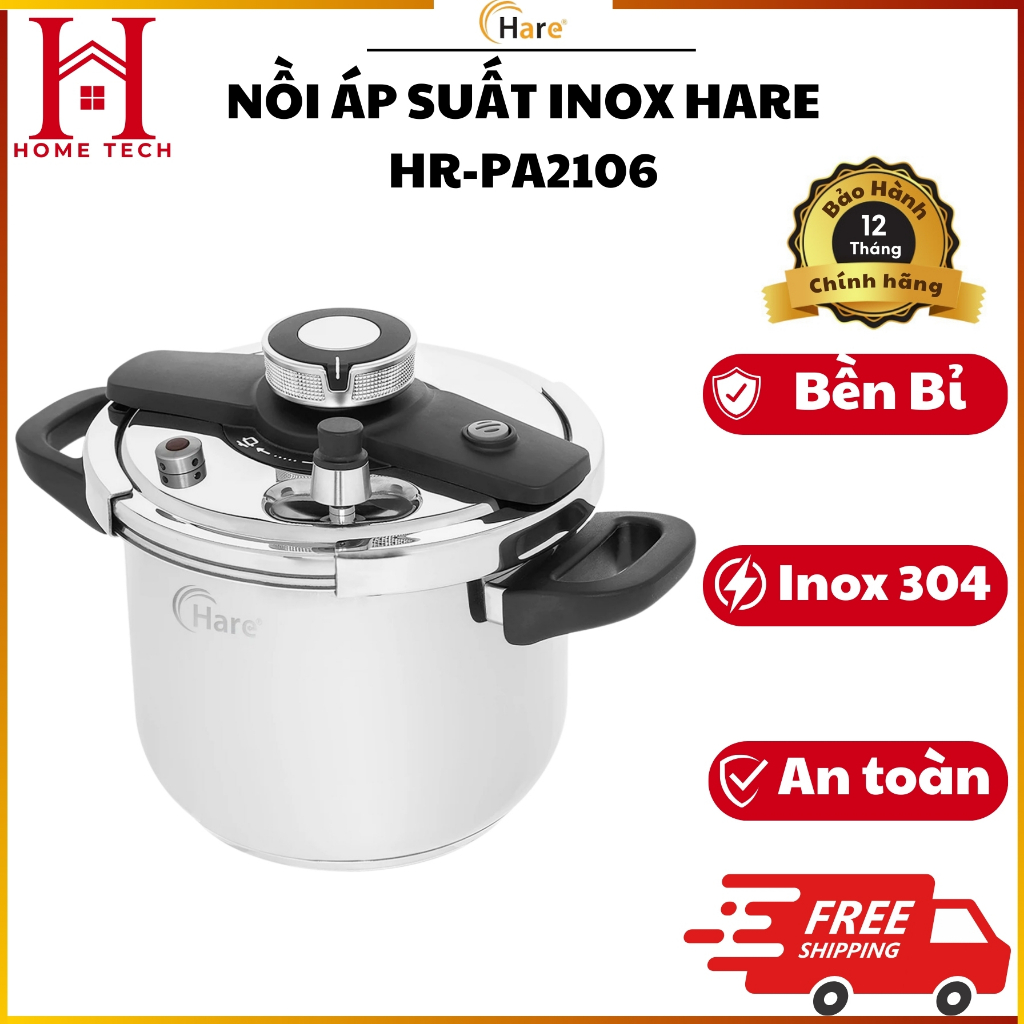 Nồi Áp Suất Inox Hare HR-PA2106 Chất Liệu Inox 304 Cao Cấp, An Toàn Tuyệt Đối, Độ Bền Vượt Trội ...