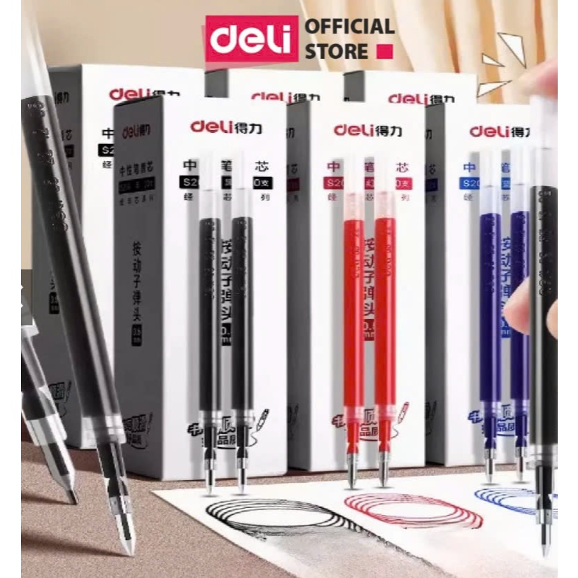 Ruột bút gel Deli 0.5mm dùng cho bút bi nước A575 lâu hết mực không gai viết mực trơn tru ngòi ...
